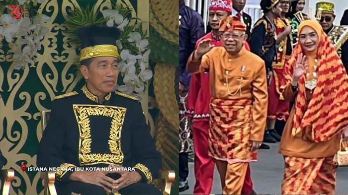 Kompak Kenakan Pakaian Adat Kalimantan , Ini Beda Baju Adat Jokowi dan Maaruf Amin di Acara HUT ...