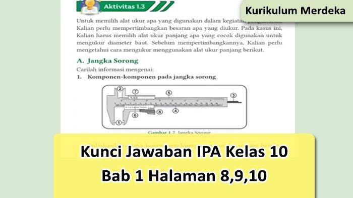Kunci Jawaban IPA Kelas 10 Bab 1 Halaman 8-10 Kurikulum Merdeka Komponen Jangka Sorong dan ...