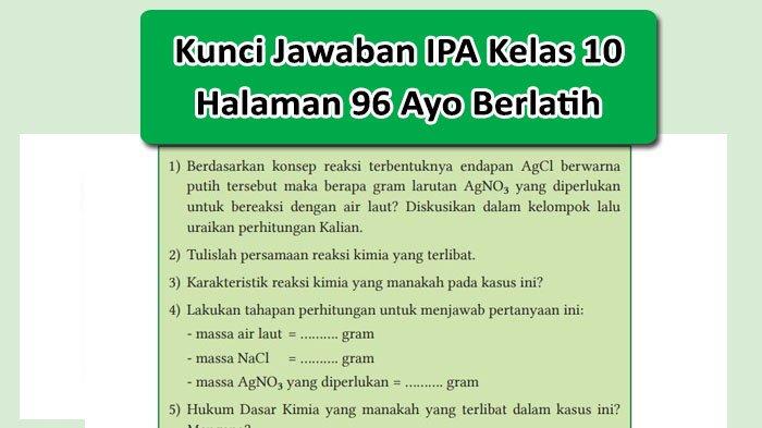 Kunci Jawaban IPA Kelas 10 Halaman 104 Kurikulum Merdeka, Hitung Massa Air Laut, NaCL, AgNO3 ...