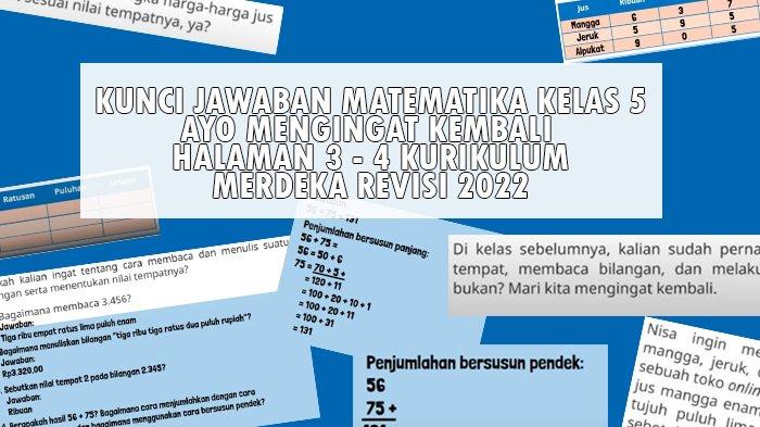 Kunci Jawaban Matematika Kelas 5 Ayo Mengingat Kembali Halaman 3 - 4 Kurikulum Merdeka Revisi ...