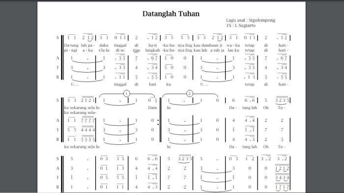PDF Lirik Lagu Rohani Datanglah Tuhan Viral Tiktok: Asal Lagu Batak Sigulempong ...