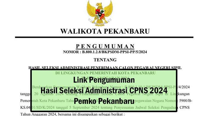 Cek di Sini, Link Pengumuman Hasil Seleksi Administrasi CPNS 2024 Pemko Pekanbaru ...