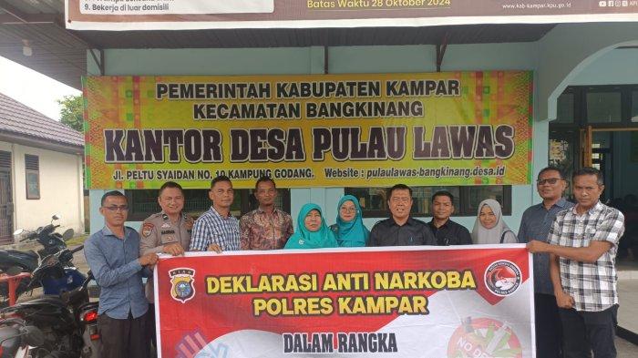 Satresnarkoba Polres Kampar Deklarasi Anti-Narkoba dan Cooling System di Desa Pulau Lawas ...