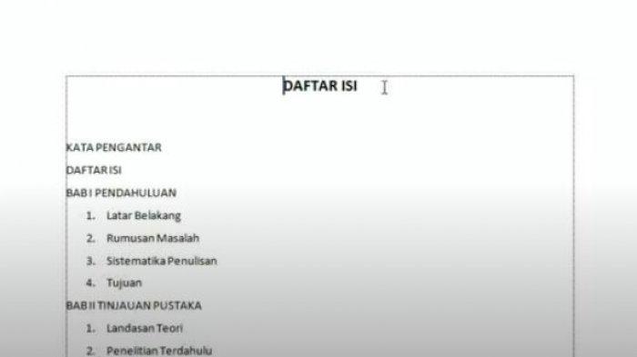 PRAKTIS, Cara Membuat Daftar Isi di Program Microsoft Word ...