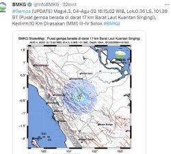 Ini Penjelasan BMKG Terkait Gempa di Kuansing - Tribunpekanbaru.com