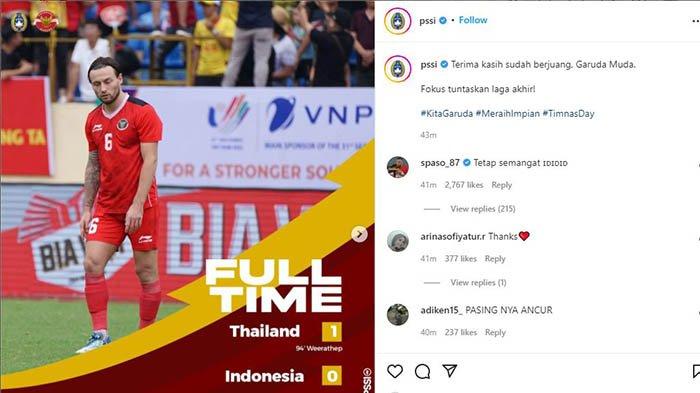 Indonesia Dikalahkan Thailand, Netizen Serbu IG PSSI, Tulis Jirayut ...