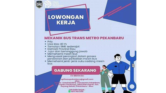 Lowongan Kerja di Pekanbaru untuk Lulusan SMK Sederajat, Posisi Mekanik ...