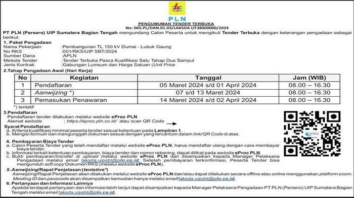 PLN Gelar Tender Terbuka Pembangunan TL 150 kV Dumai - Lubuk Gaung, Ini ...