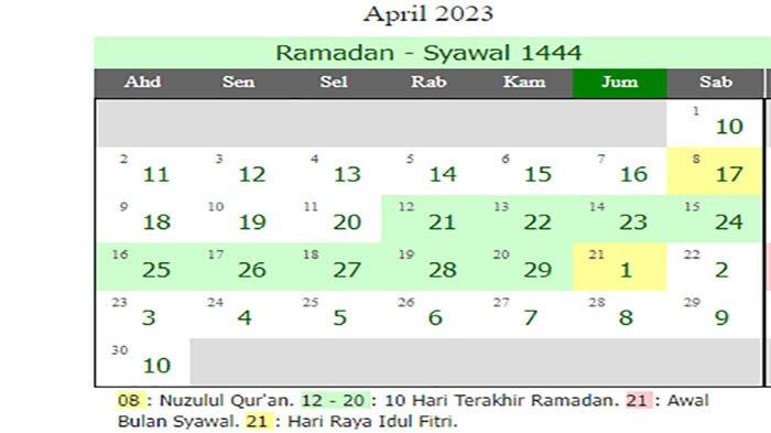 Kalender 2023 Momen Lebaran Idul Fitri 1444 Hijriah dan Waktu Libur Sepanjang Tahun ...