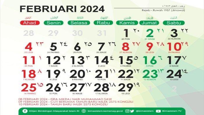 Kalender 2024 Jadwal Isra Mikraj Februari, Bulan Rajab 2024 Sampai ...