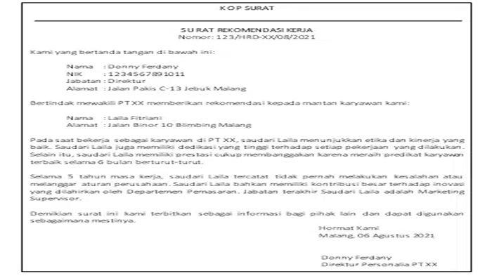Contoh Surat Rekomendasi Khusus Beasiswa, Sekolah, Kerja, dan Visa yang ...