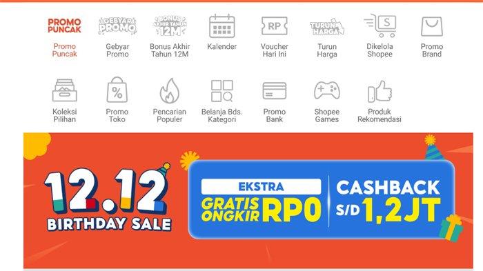 Daftar Kode Voucher Promo Shopee 12.12 Birthday Sale, Klaim Sebelum Habis - Tribunpontianak.co.id