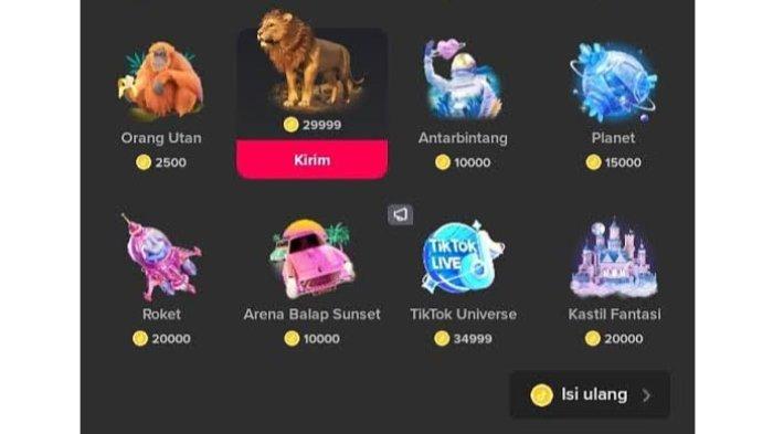 NILAI Gift TikTok Dari Paling Mahal hingga Paling Murah ! Gift Singa Masuk yang Mana ...