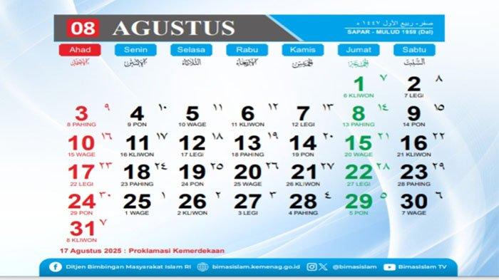 DAFTAR Hari Libur Kalender Agustus 2025, Apakah Ada Tanggal Merah dan ...