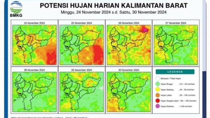 Berikut Sejumlah Wilayah di Kalbar Berpotensi Hujan November 2024 - Tribunpontianak.co.id