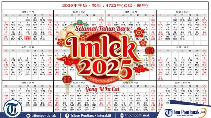 Kalender China 2025 Hari Libur Imlek 2576 Kongzili, Bulan Lunar Januari ...