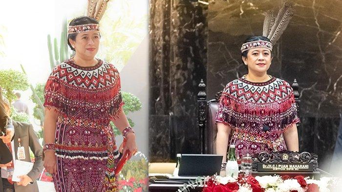 Puan Maharani Kenakan Pakaian Adat Dayak Kalbar, Pengerjaan Kainnya Makan Waktu 3,5 Bulan ...