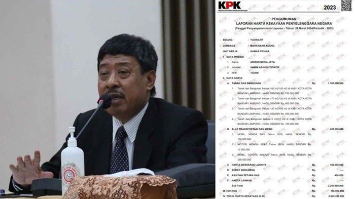 Mengintip Harta Kekayaan Hakim Ad Hoc Arizon Mega Jaya, Lapor Punya Kas Rp 400 Ribu ...