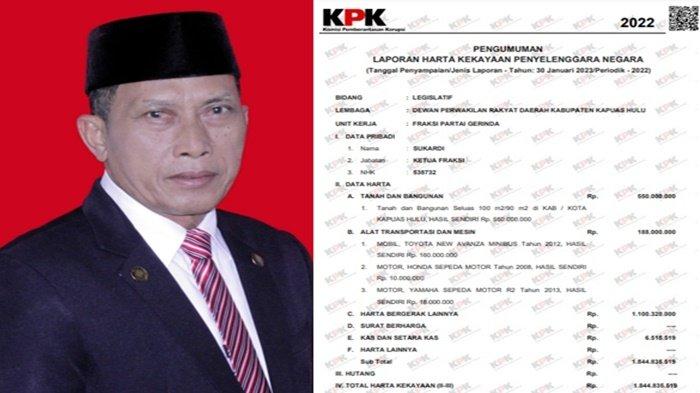 Cek Harta Kekayaan Sukardi Ketua Fraksi Partai Gerindra DPRD Kapuas ...