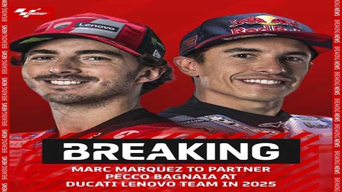 Marc Marquez Resmi Gabung Ducati jadi Rekan Francesco Bagnaia di MotoGP 2025 - Tribunpontianak.co.id