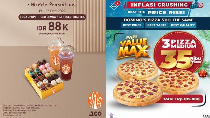 Promo Makanan 19 Desember 2022, JCO Dunkin Donuts Geprek Bensu Domino ...
