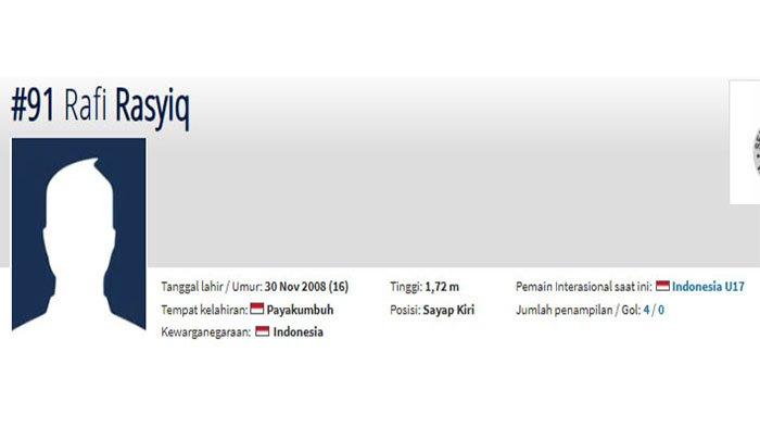PROFIL dan BIODATA Rafi Rasyiq Pemain Timnas U17 Kelahiran Paya Kumbuh ...