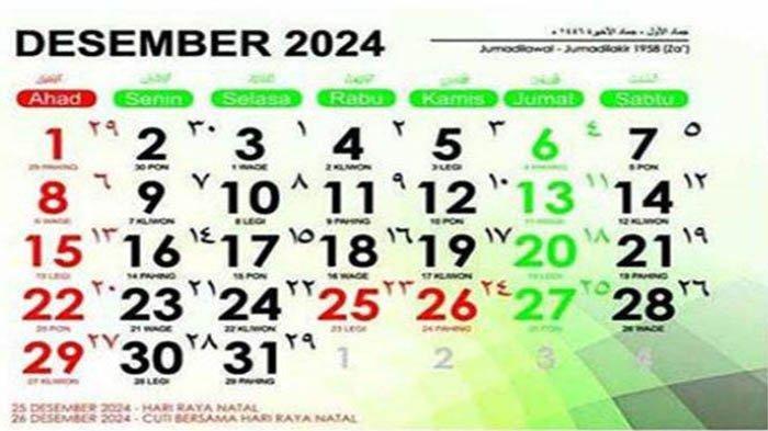 Resmi Libur Panjang Kalender Desember 2024 Lengkap Tanggal Merah dan Cuti Bersama - Halaman all ...
