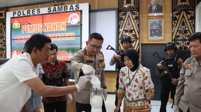 Polres Sambas Rilis 4 Kasus Narkoba Bulan Juni 2023, Sita dan Musnahkan 76,29 Gram Sabu ...