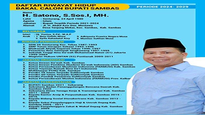 Profil Bupati Sambas Petahana Satono - Tribunpontianak.co.id