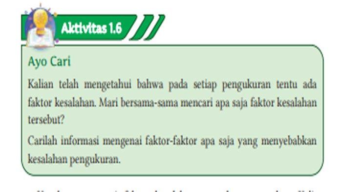 Soal IPA Kelas 10 SMA Kurikulum Merdeka, Kunci Jawaban Aktivitas 1.6 Kesalahan Pengukuran ...