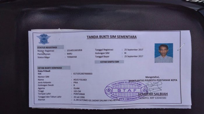 Blangko Kosong, Pemohon Diberikan Surat Tanda Bukti SIM Sementara ...