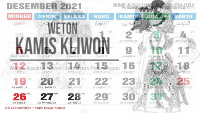 30 Desember Kalender Jawa Kamis Kliwon Miliki Primbon Penuh Ambisi Tapi ...