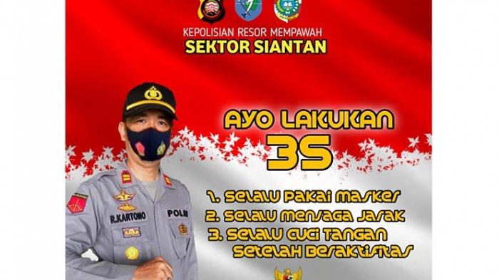 Polsek Siantan Kampanyekan Slogan 3S Cegah Covid-19 - Tribunpontianak.co.id