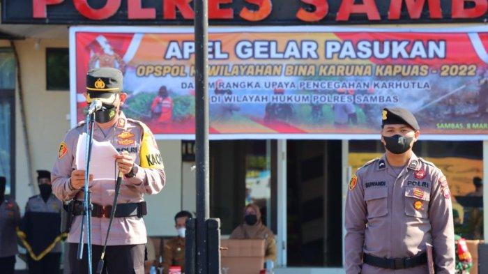 Kapolres Sambas Pimpin Apel Gelar Pasukan Operasi Bina Karuna Kapuas 2022 - Tribunpontianak.co.id