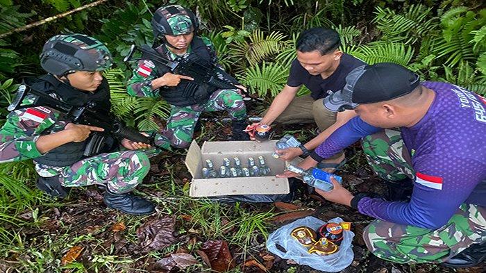 Prajurit Satgas Pamtas Yonif 645/GTY Kembali Amankan Miras di Jalur Tikus - Tribunpontianak.co.id