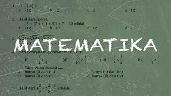 Soal Matematika SMP Kelas 7 dan Kunci Jawaban Soal Perkalian dan ...