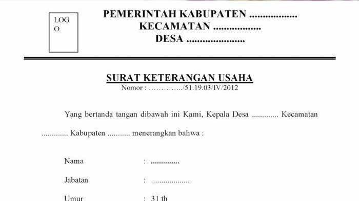 Contoh Surat Keterangan Usaha dari Desa Ajukan KUR BRI 100 Juta, Login ...