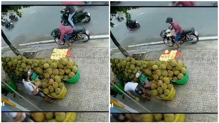 Viral, Aksi Pengendara Sepeda Motor Mencuri Durian yang Dijual ...