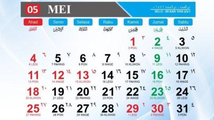 Tanggal 30 dan 31 Mei 2025 Libur Apa? Cek Infonya di Kalender Mei 2025 ...