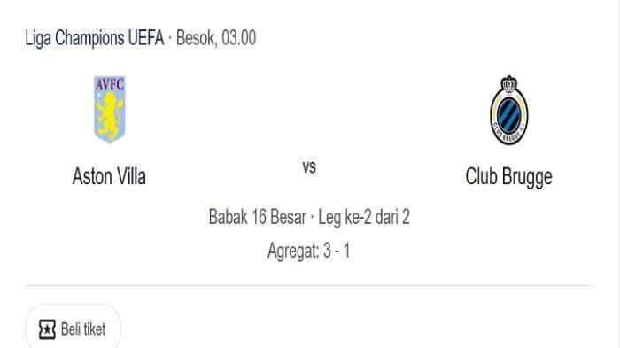 Prediksi Skor dan Susunan Pemain Aston Villa VS Club Brugge, Adu Tajam Rashford dan Jutgla ...