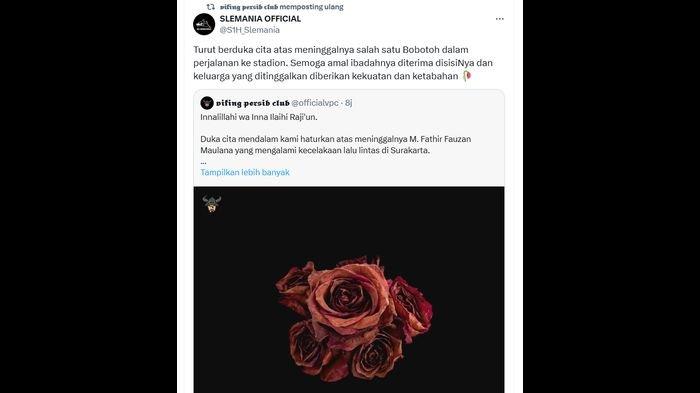 Slemania Ucapkan Duka Cita untuk Bobotoh yang Meninggal Dunia di Solo ...