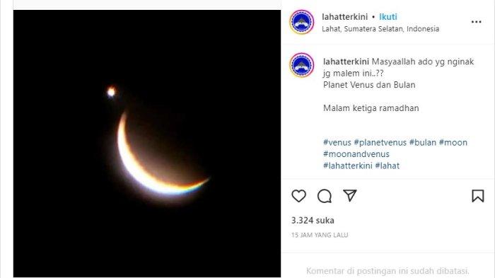 VIRAL Penampakan Indahnya Bulan dan Venus Saling Berdekatan saat ...