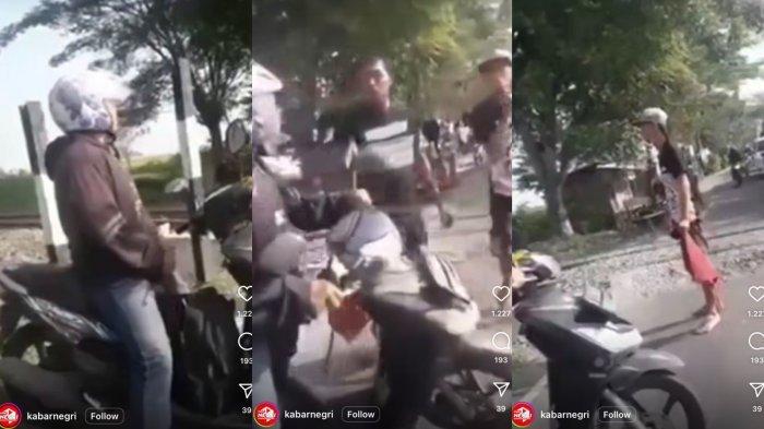 Viral, Nekat Pengendara Motor Terebos Lintasan Kereta Api, Hingga ...