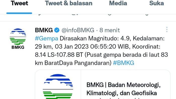 Gempa 4,9 M di Pangandaran Terasa Sampai Ciamis, BPBD: Belum Ada Laporan Kerusakan ...