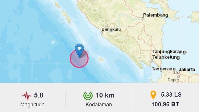 GEMPA M 5,8 Mengguncang Enggano Bengkulu Baru Saja, Cek Kekuatan Guncangannya Menurut BMKG ...