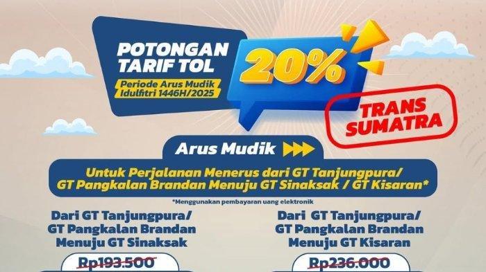 Jasa Marga Umumkan Diskon 20 Persen Tarif Tol di Trans Sumatera Selama Mudik Lebaran 2025 ...
