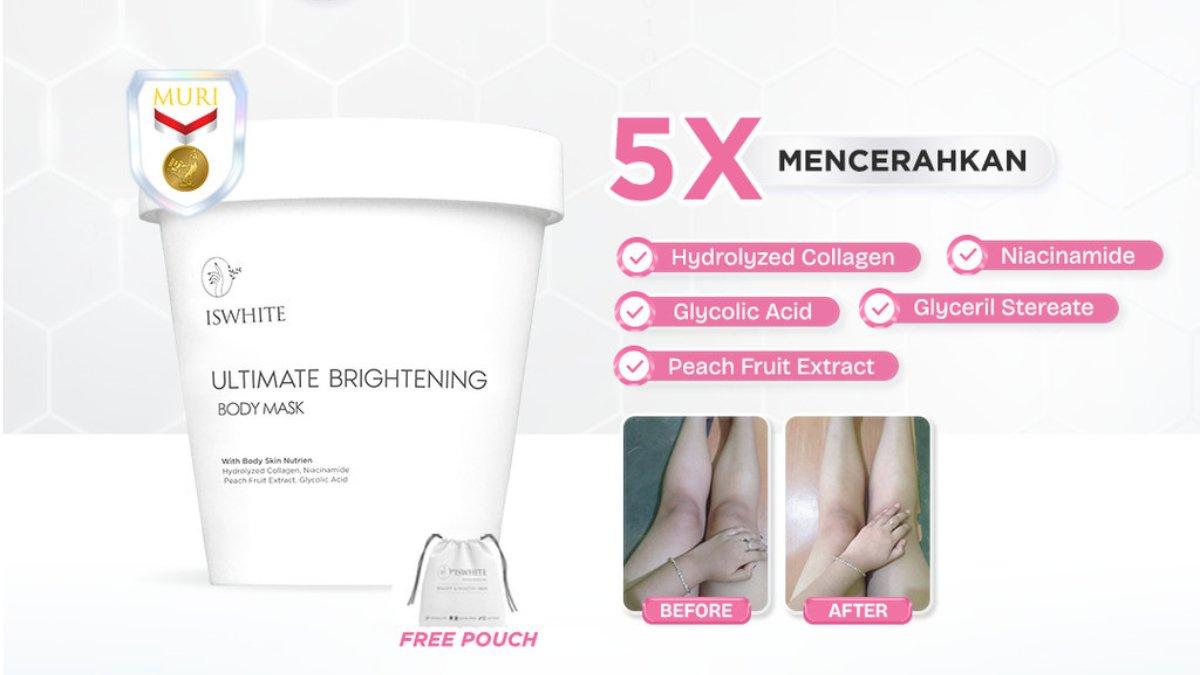 Review ISWHITE Body Mask Brightening Ultimate, Masker Pemutih Badan ...