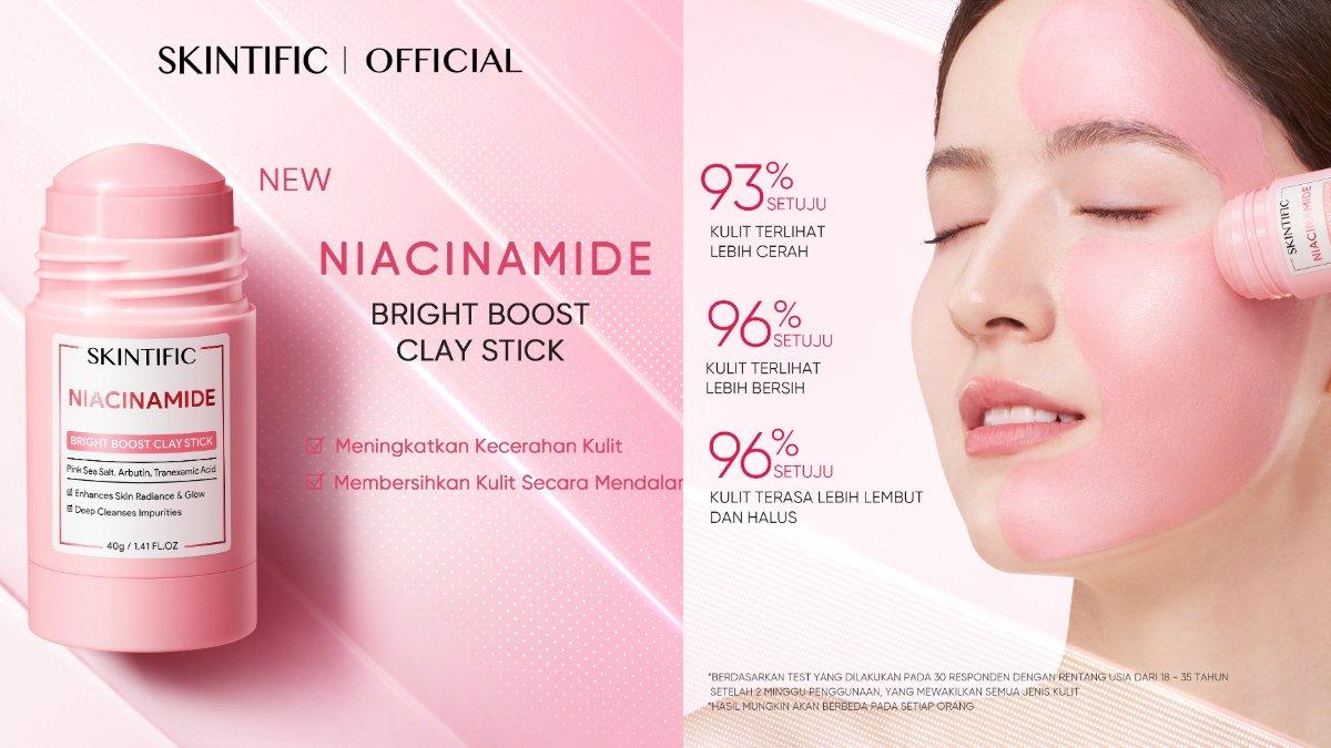 Review SKINTIFIC Niacinamide Bright Boost Clay Stick, Masker Pencerah ...
