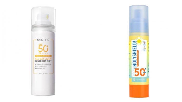 Battle Sunscreen Mist SKINTIFIC vs SOMETHINC, Tinggal Semprot Wajah ...