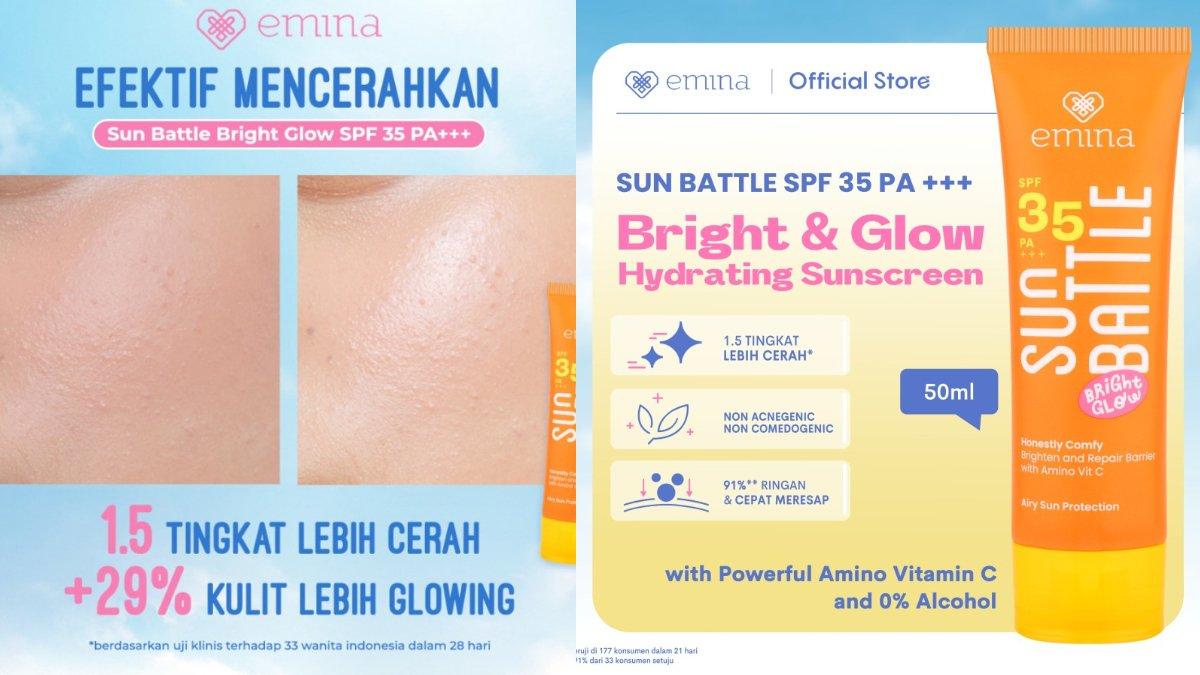 Review emina Sun Battle Bright Glow SPF 35 PA+++, Tabir Surya dengan ...